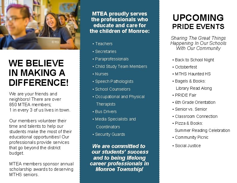 MTEA GOALS Advocate for Members Students Parents and