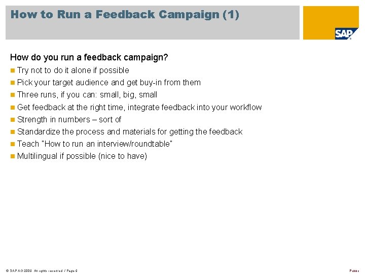 Customer Feedback Getting Feedback Getting Direction SAP Labs