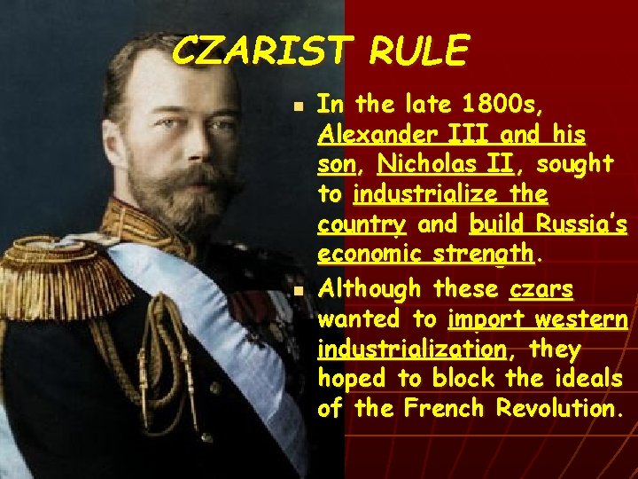 THE RUSSIAN REVOLUTION CAUSES and IMPACTS LongTerm Causes