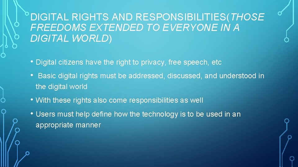 DIGITAL CITIZENSHIP CORE ELEMENTS OF DIGITAL CITIZENSHIP Digital