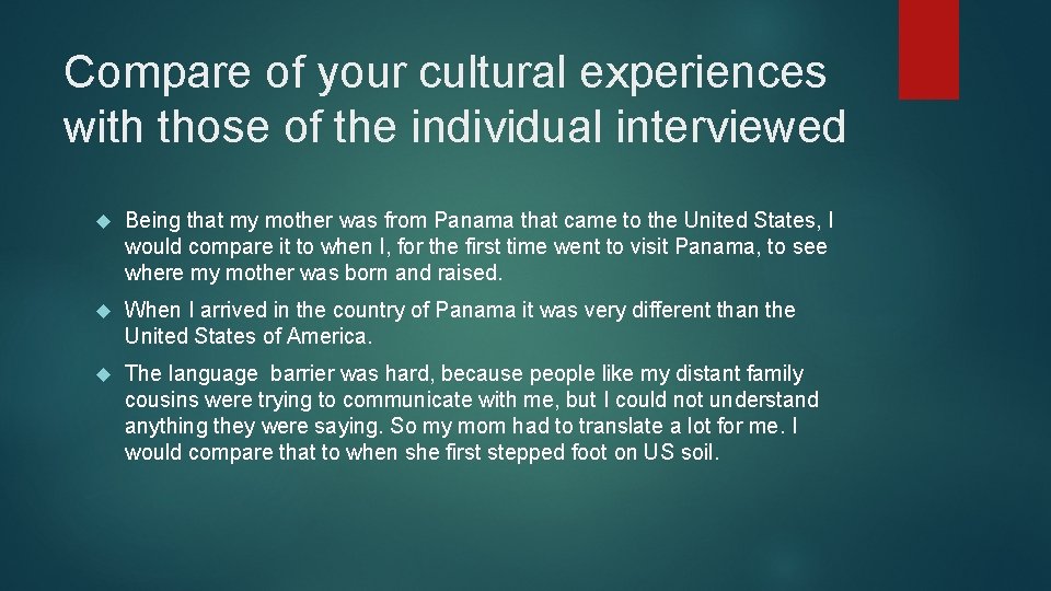 Intercultural Interview COM234 Personal background of the person