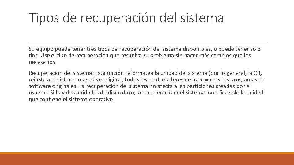 Recuperacin del sistema operativo Reinstalacin del sistema operativo