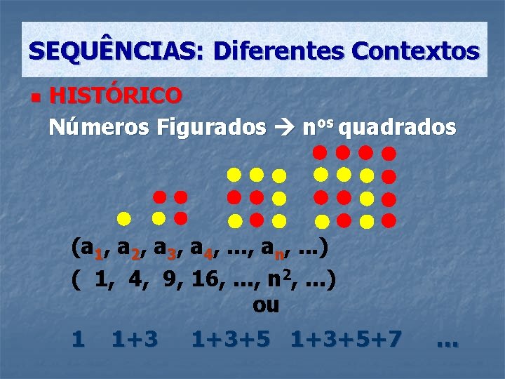SEQUNCIAS Na linguagem do diaadia o termo seqncia