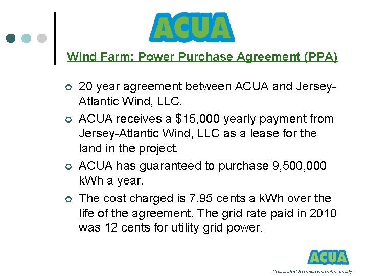 Energy Efficiency and Renewable Energy at ACUA Atlantic