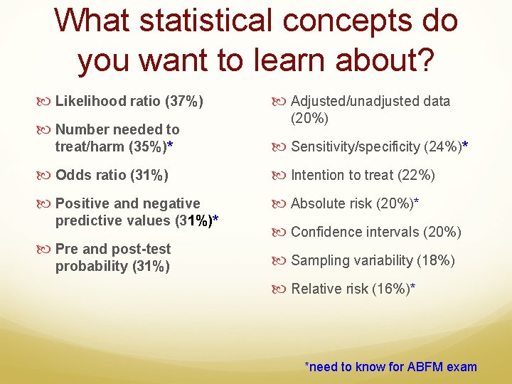 The Number Needed to Teach Eliminating the Statistics