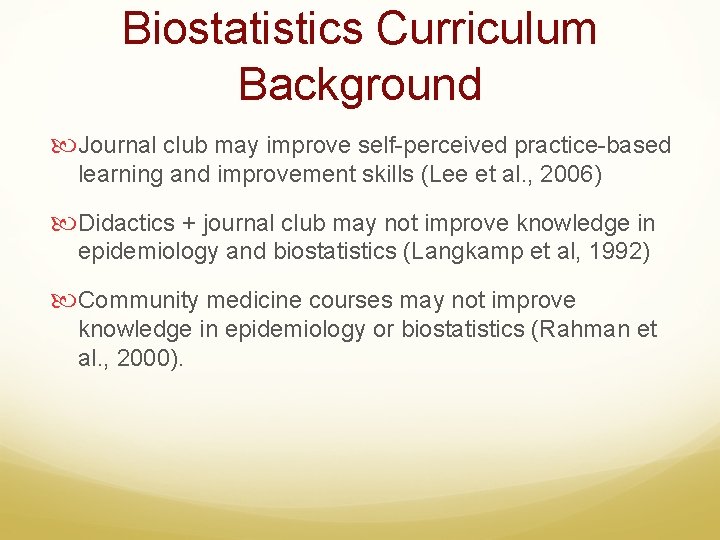 The Number Needed to Teach Eliminating the Statistics