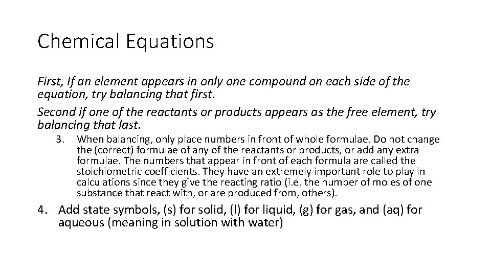 UNIT 7 Reactions and Stoichiometry Symbols relative atomic
