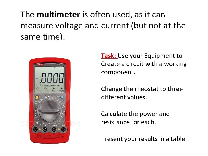 Basic Electrical Measurements Elliott The instruments that are
