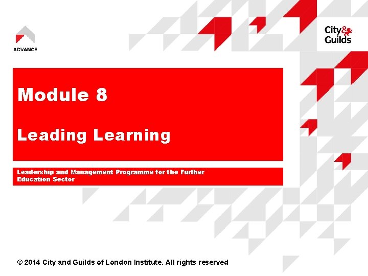 Module 8 Leading Learning Leadership and Management Programme