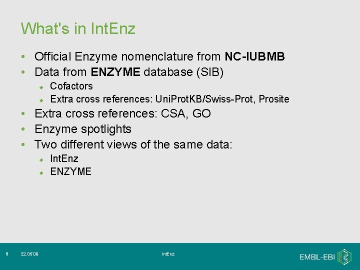 Int Enz Integrated relational Enzyme database EBI is