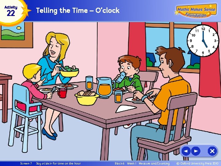 Activity Telling the Time Oclock 22 Screen 1