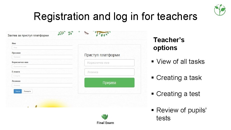 Final Exam A Platform for the Equal Inclusion