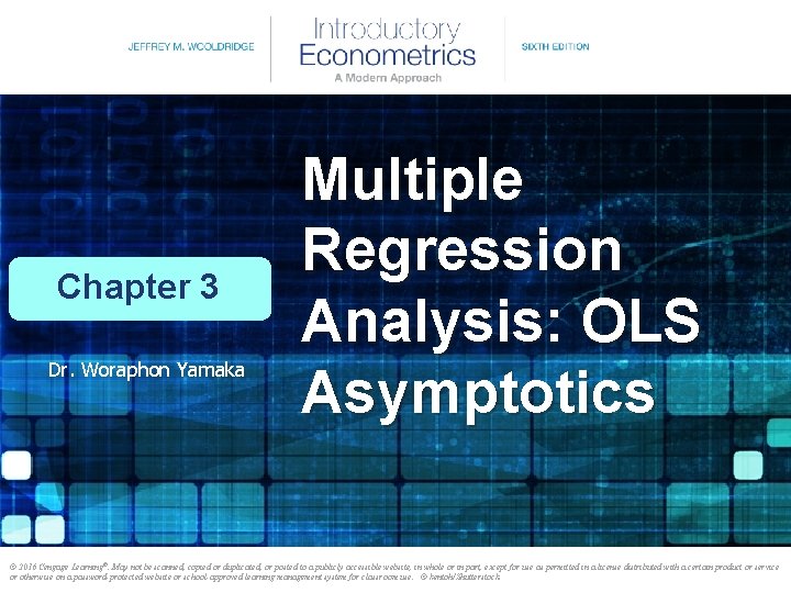 Chapter 3 Dr Woraphon Yamaka Multiple Regression Analysis