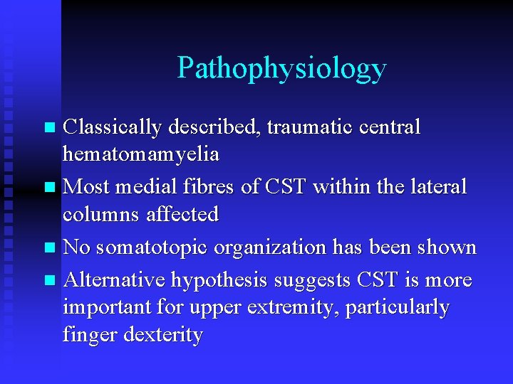 Central Cord Syndrome Controversies in Management Central cord