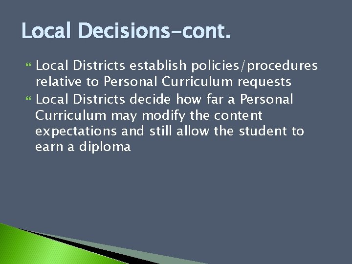 Michigan Merit Curriculum Graduation Requirements the Personal Curriculum