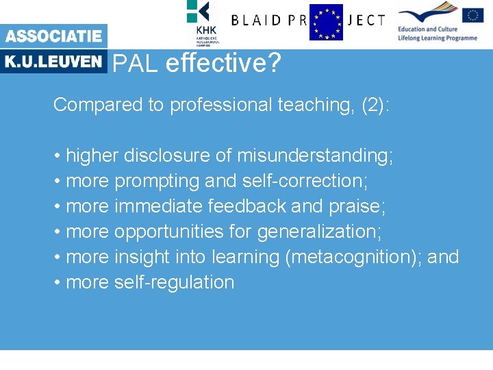 PAL scores on many fields Rob Vierendeels OOFProject