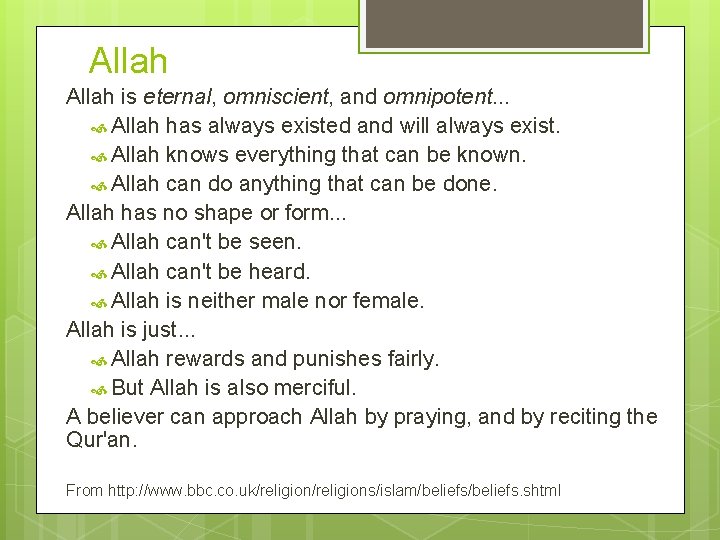 Core Beliefs Islam Islam began in Arabia and
