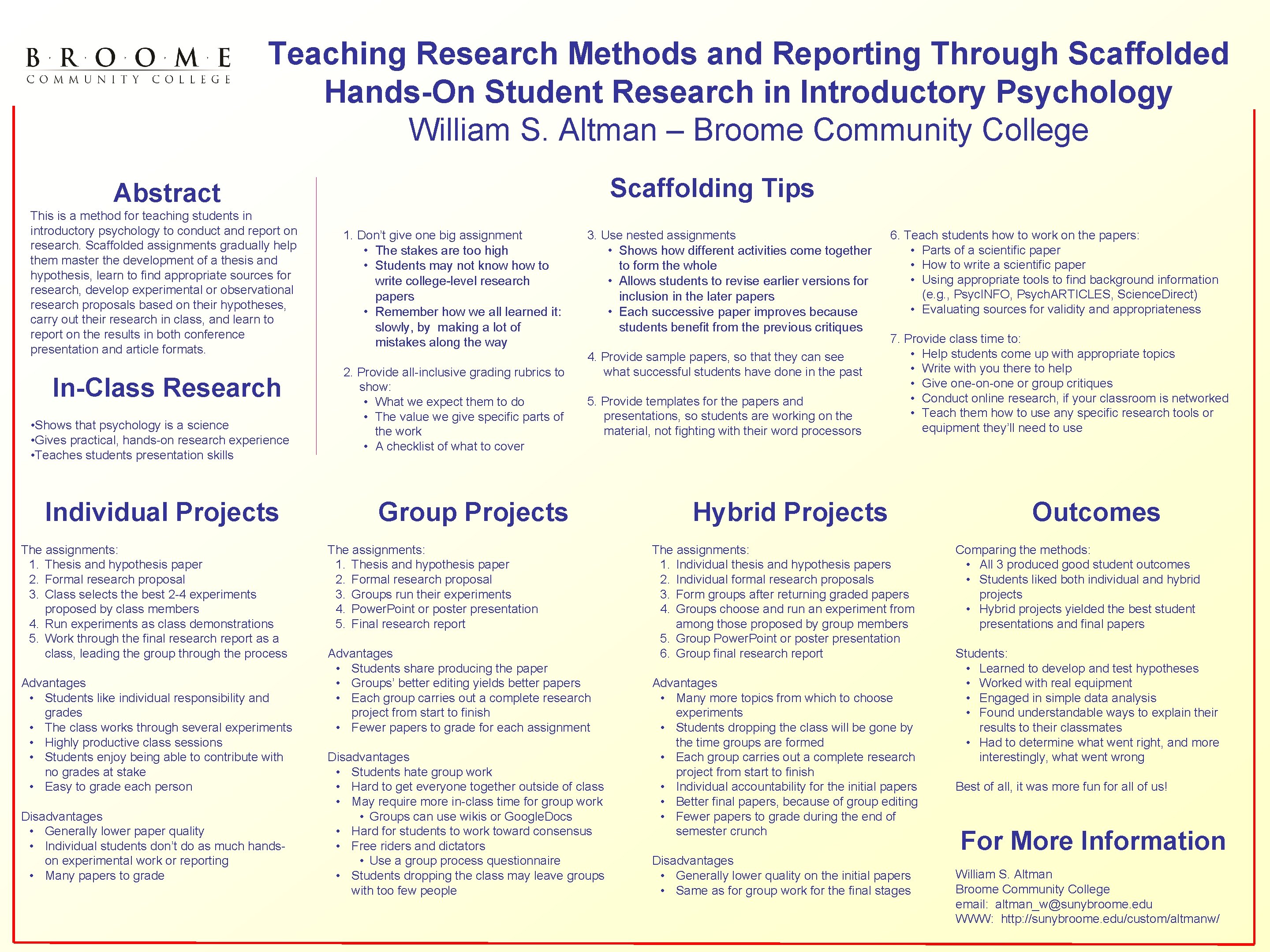 Teaching Research Methods and Reporting Through Scaffolded HandsOn