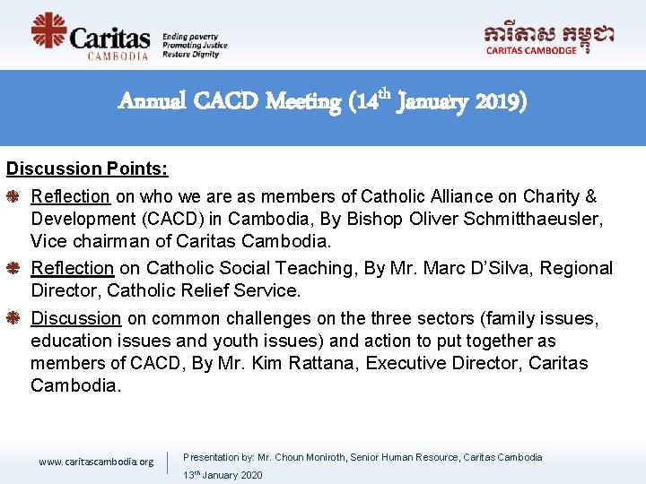 Presentation Summary Achievements of CACD Meeting 2019 National