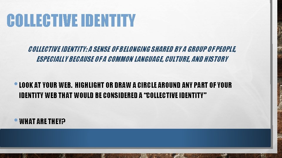 IDENTITY STARTING ACTIVITY STAY IN YOUR SEAT TURN