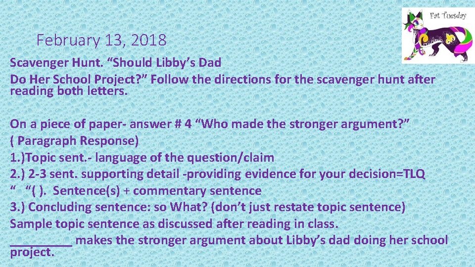 February 13 2018 Get your textbooks Do Now