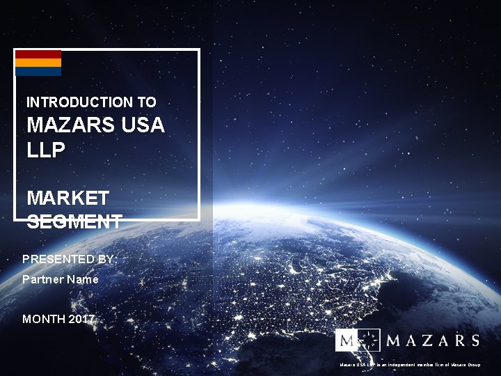 INTRODUCTION TO MAZARS USA LLP VENTURE FURTHER December