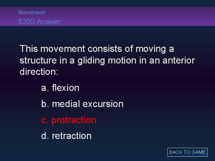 Articulations and Movement Classification Movement Upper Body Joints