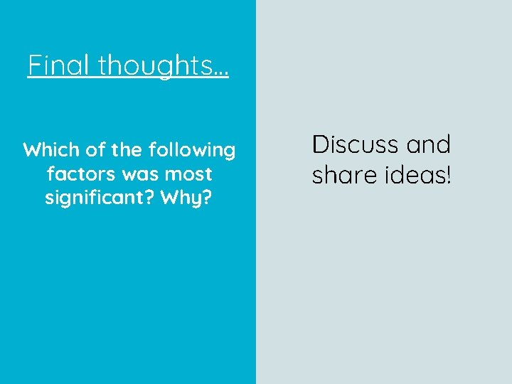 Ideas How far did big ideas change peoples