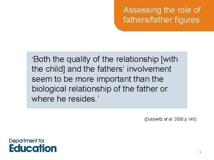 Assessing the role of fathersfather figures Assessment Analysis