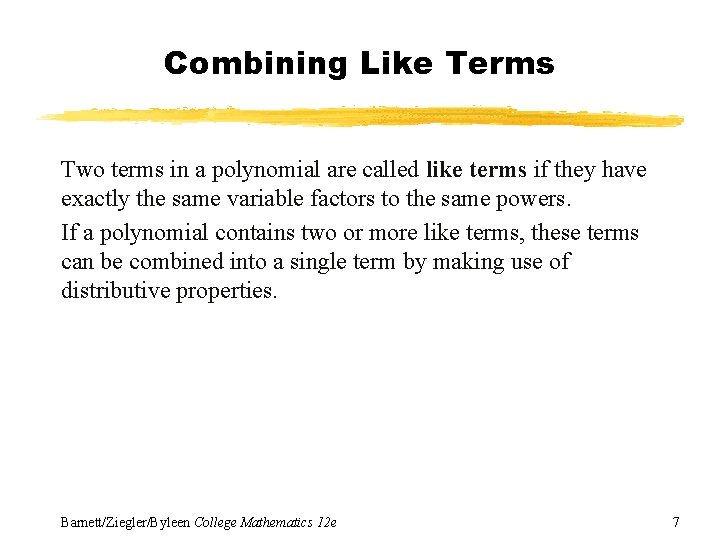 Appendix A Basic Algebra Review Section A2 Operations