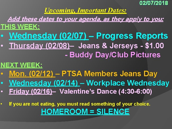 Upcoming Important Dates 02072018 Add these dates to