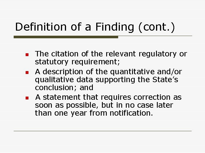 General Supervision and Monitoring Timely Identification Correction Ruth