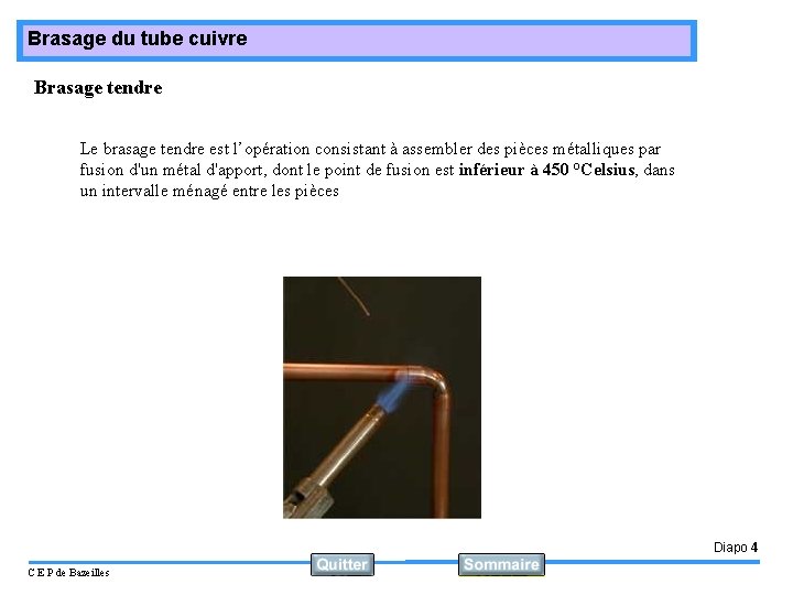 Brasage du tube cuivre TUBE CUIVRE Diapo 1