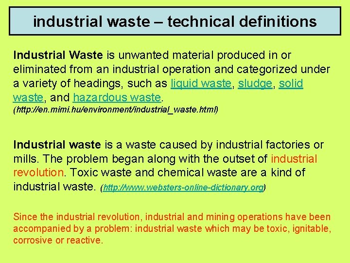 Industrial and agricultural waste WASTE MANAGEMENT AND TECHNOLOGY