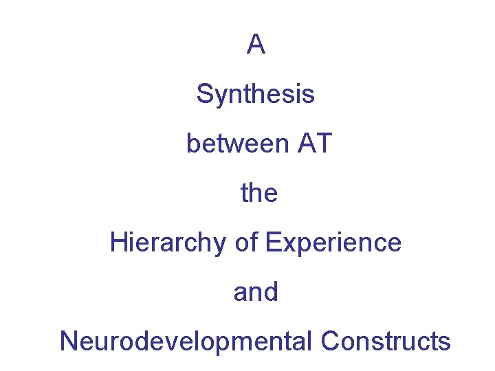 Hierarchy of Experience Johnson D J Myklebust H