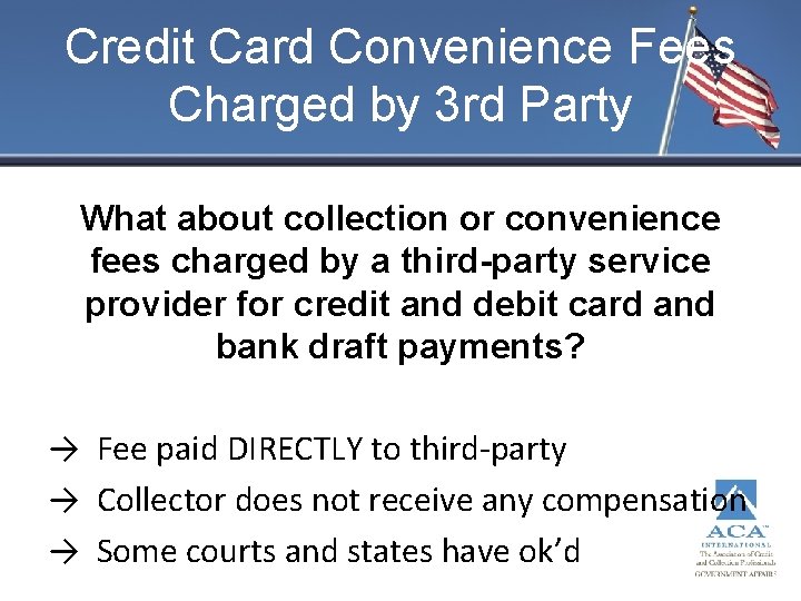 Credit Card Convenience Fees Charged by 3 rd