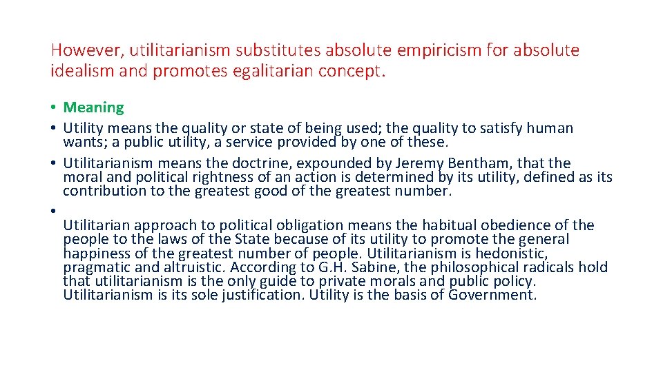 A brief note on Utilitarianism A study on