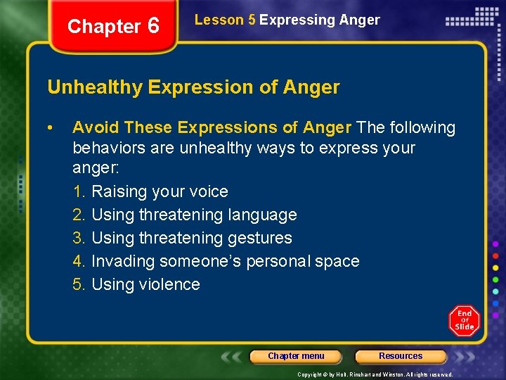 Chapter 6 Lesson 5 Expressing Anger Bellringer Work