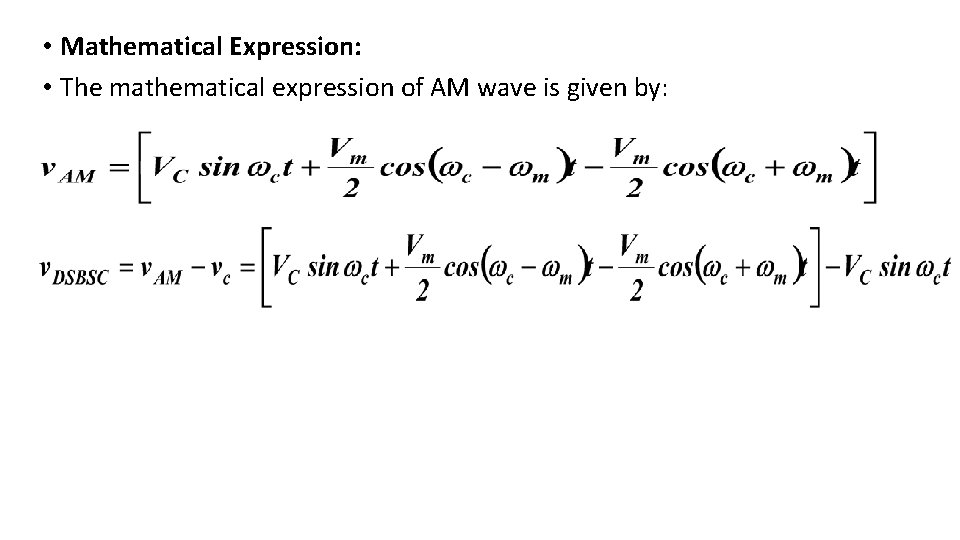 Power Relations and Frequency Spectrum of DSBSC SSBSC