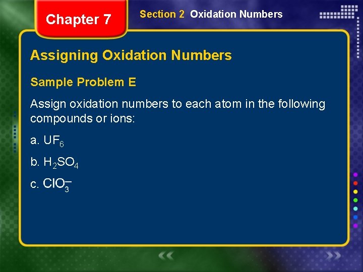 Chapter 7 Section 2 Oxidation Numbers Lesson Starter