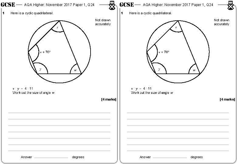 Circle Theorems Cyclic Quadrilaterals Higher GCSE Questions AQA