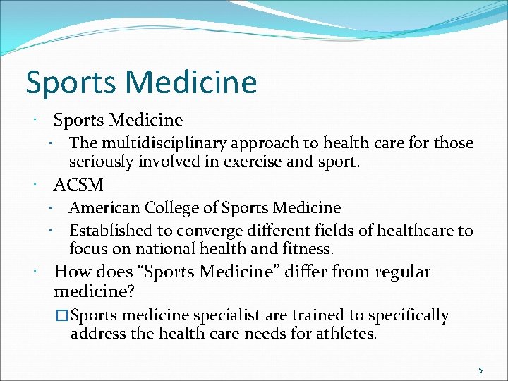 Sports Medicine 1 Daily Objectives Content Objectives Learn