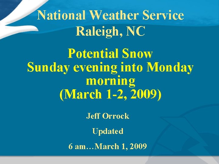 National Weather Service Raleigh NC Potential Snow Sunday