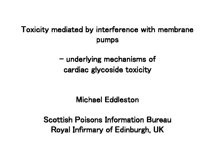 Toxicity mediated by interference with membrane pumps underlying