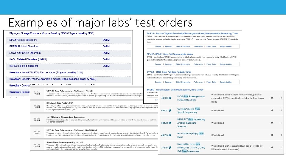 Issues related to LOINC for genetic tests orders