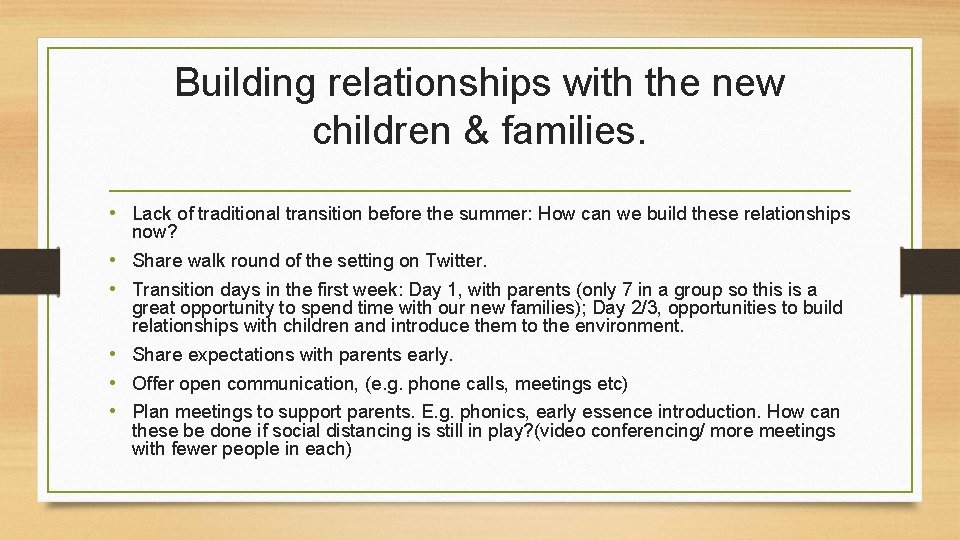 EYFS September reopening Key priorities The new EYFS