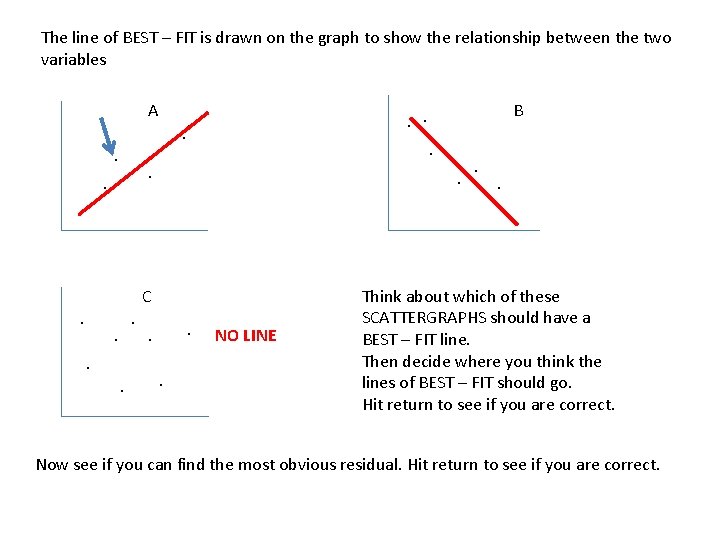 STATISTICS IN GEOGRAPHY BEST FIT LINES AND REGRESSION