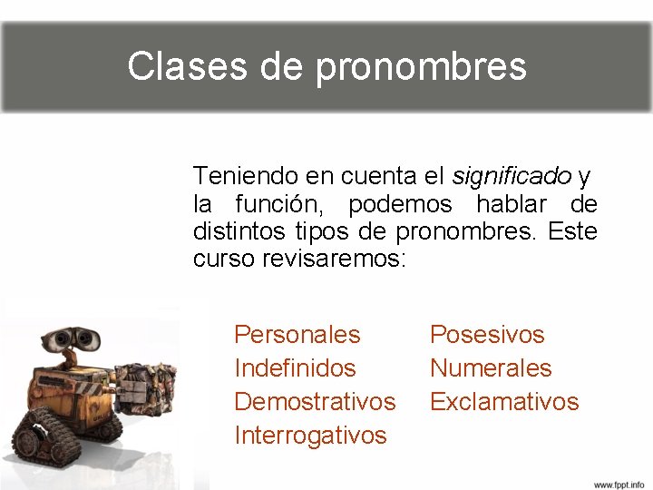 El pronombre Definicin Desde el punto de vista