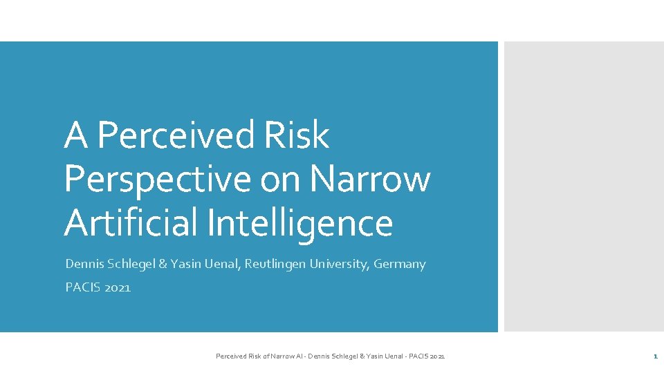 A Perceived Risk Perspective on Narrow Artificial Intelligence