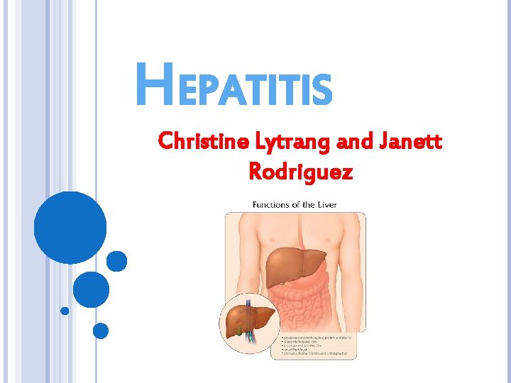 HEPATITIS Christine Lytrang and Janett Rodriguez WHAT IS